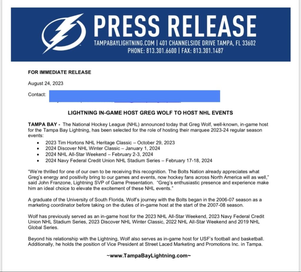 National Hockey League Secures Greg Wolf For Superfecta of League ...